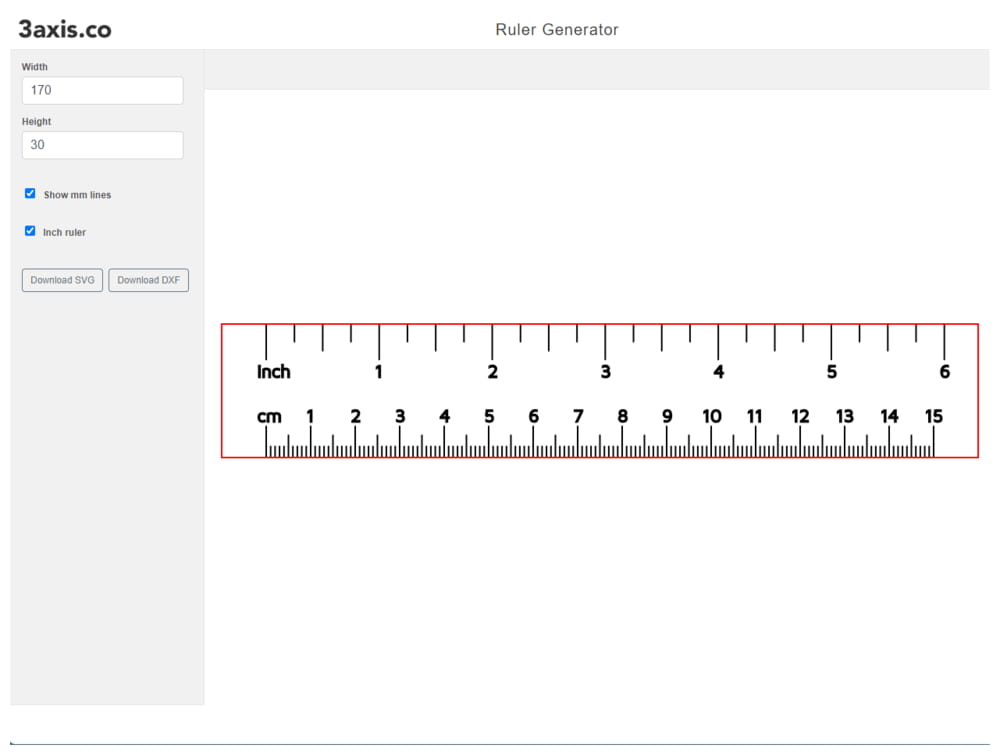 Laser Cut Ruler Generator (mm,cm,inches) SVG DXF Download - 3axis.co