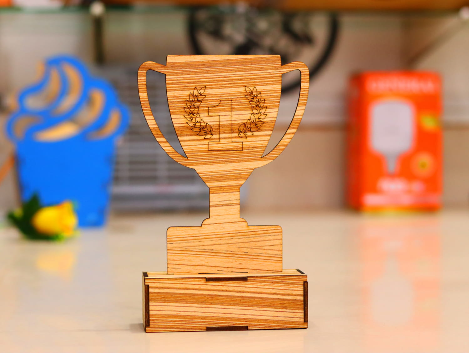 Laser Cut Wooden Trophy 3mm SVG DXF CDR AI PDF Free Download - 3axis.co