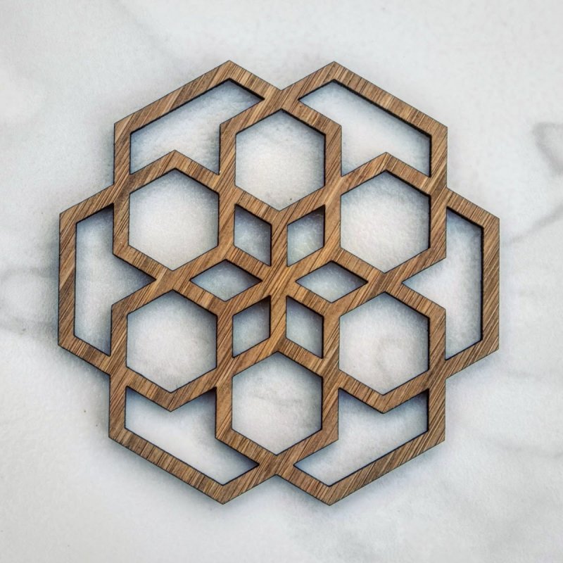 Laser Cut Wooden Hexagon Coaster Free Vector Download - 3axis.co