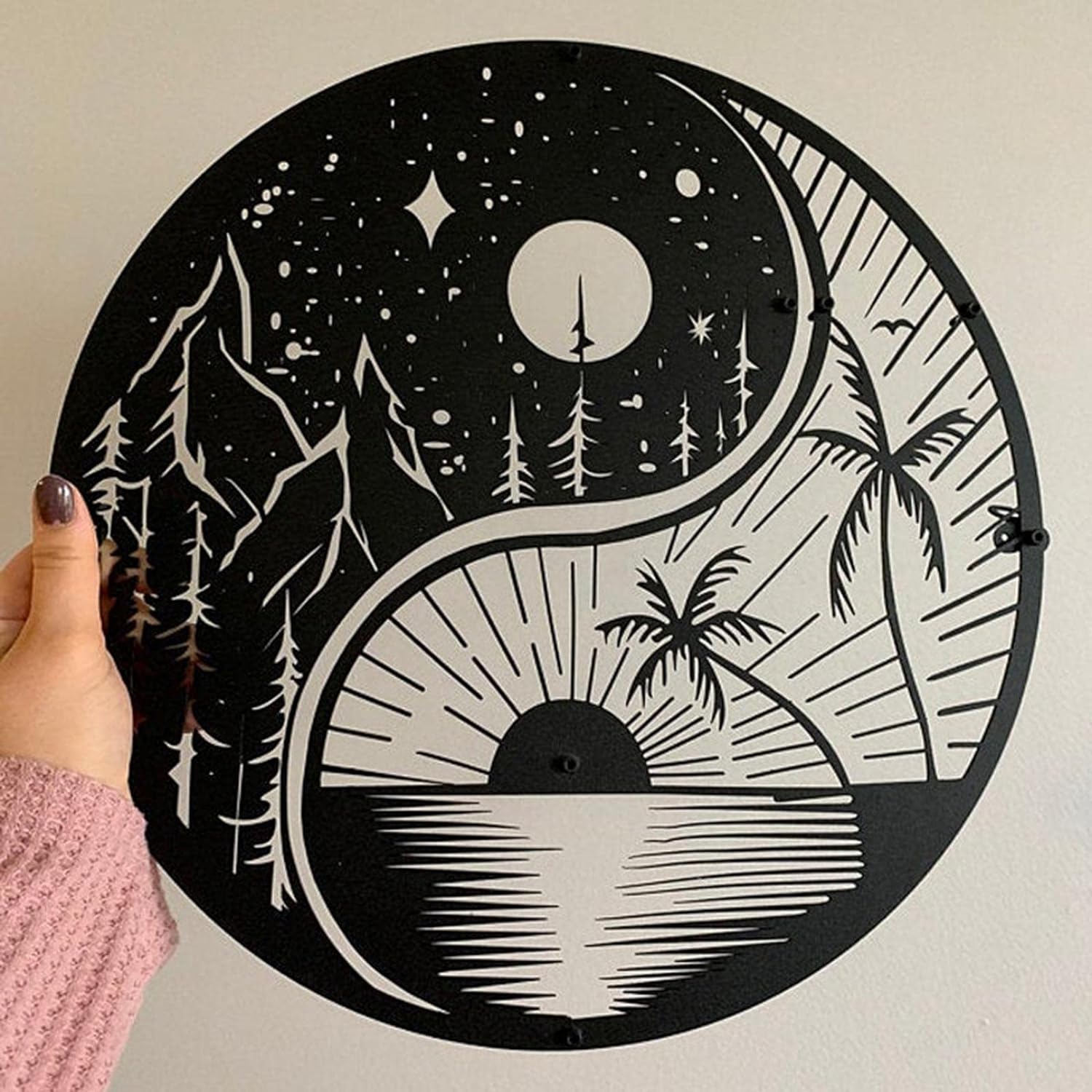 Sun Moon Yin And Yang Drawing