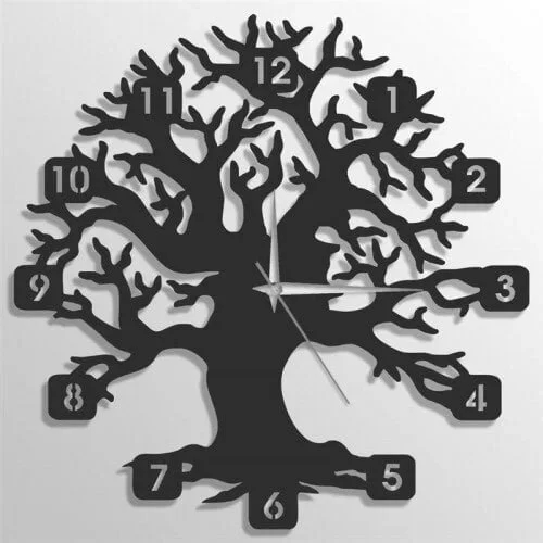 Laser Cut Tree Shaped Wall Clock Free Vector cdr Download - 3axis.co