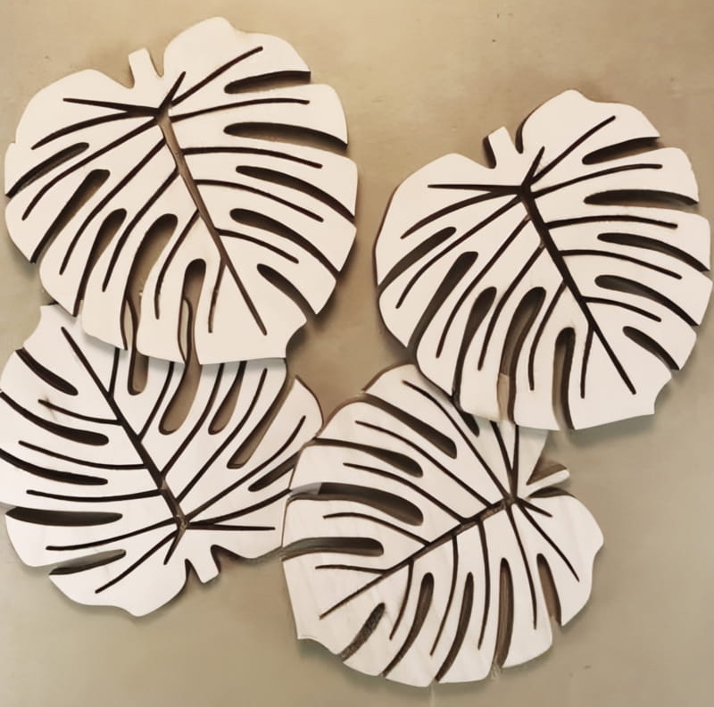 Laser Cut Tropical Leaf Coasters DXF File Free Download - 3axis.co