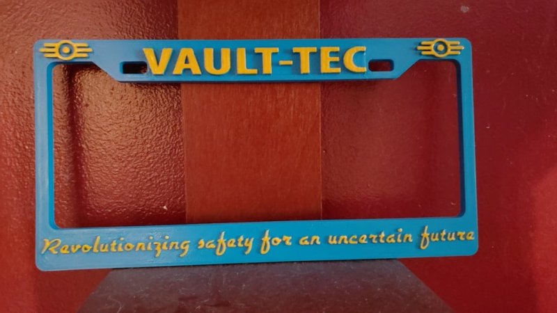 Fallout / Vault Tec License Plate Frame 3D Printer Model Download Free ...