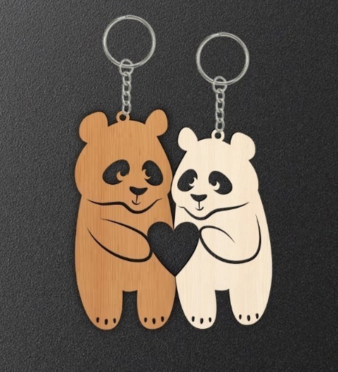 Laser Cut Panda Keychain Free Vector cdr Download - 3axis.co