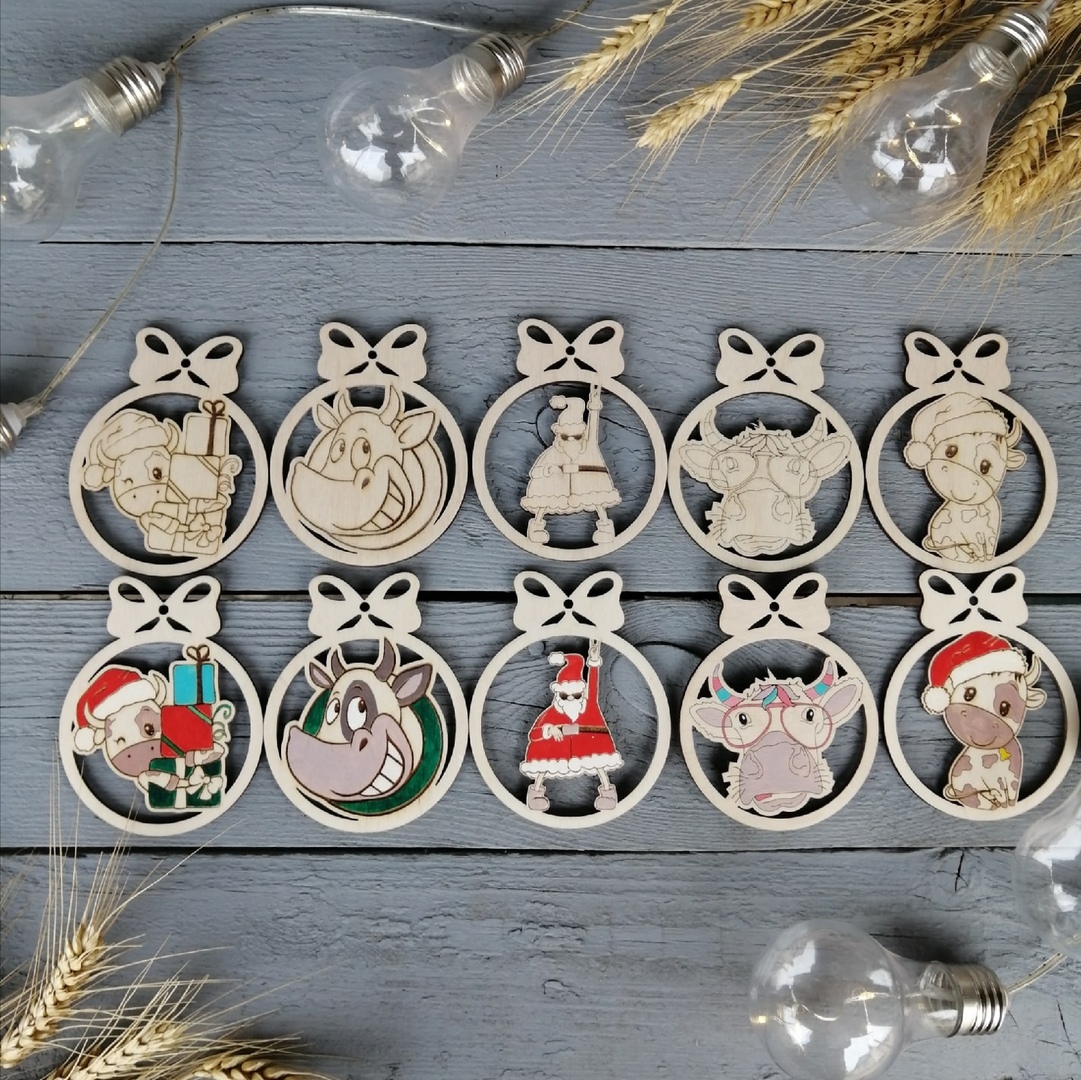 Laser Cut New Year Decor Wooden Christmas Ornaments Free Vector Cdr 
