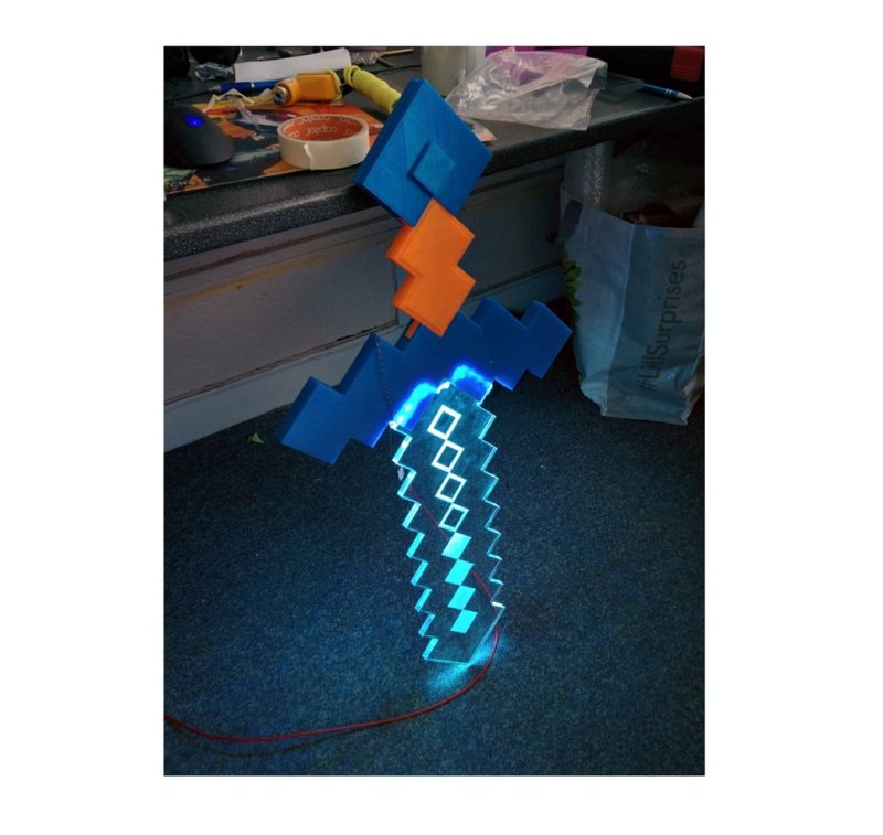Light-Up Minecraft Style Sword 3D Printer Model Download Free STL File ...
