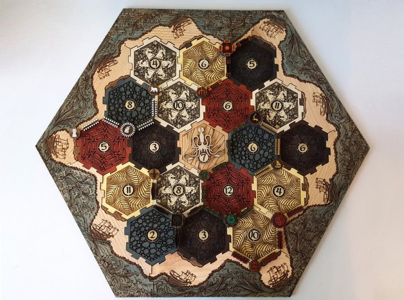 Laser Cut CATAN Center Tiles And Pips SVG File Free Download - 3axis.co