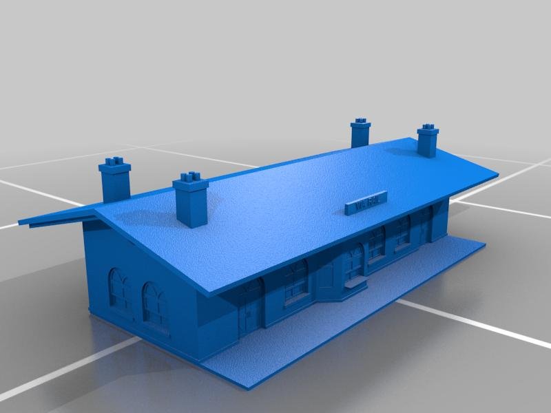 Train Station HO Scale 3D Printer Model Download Free STL File - 3axis.co