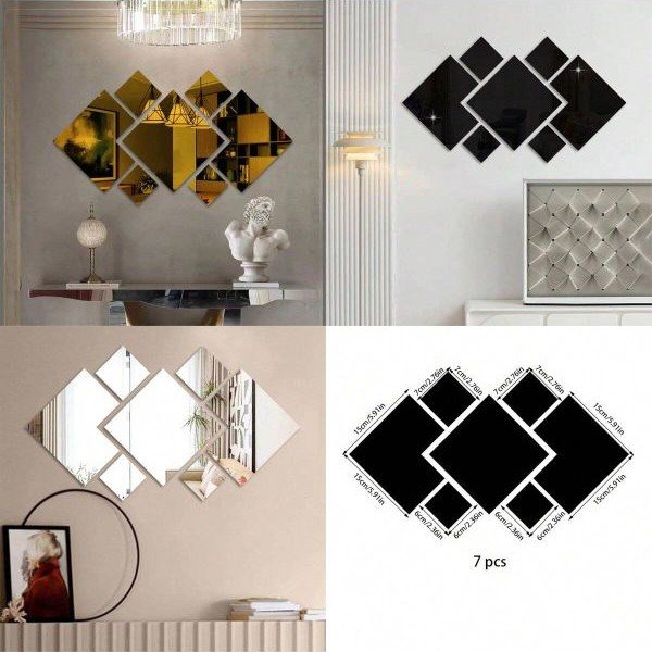 Laser Cut Creative Square Shaped Mirror Wall Decor Mirror Acrylic Free ...