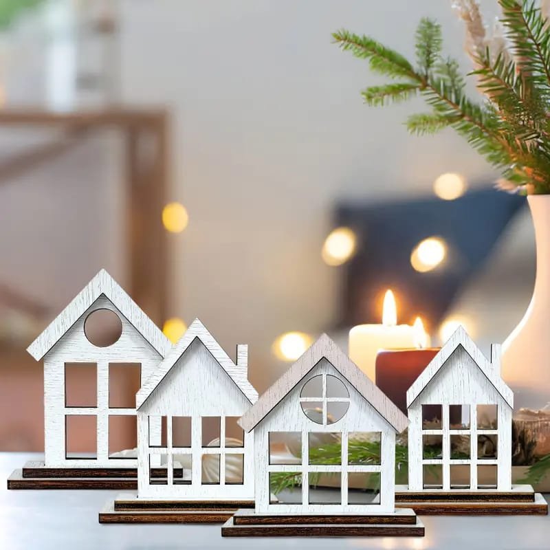 Laser Cut Standing Houses Centerpiece Christmas Village Decorations ...