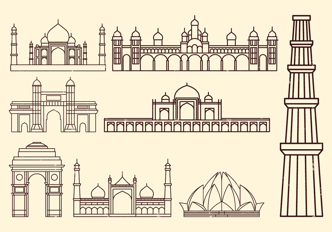 India Landmarks (.eps) Free Vector Download - 3axis.co