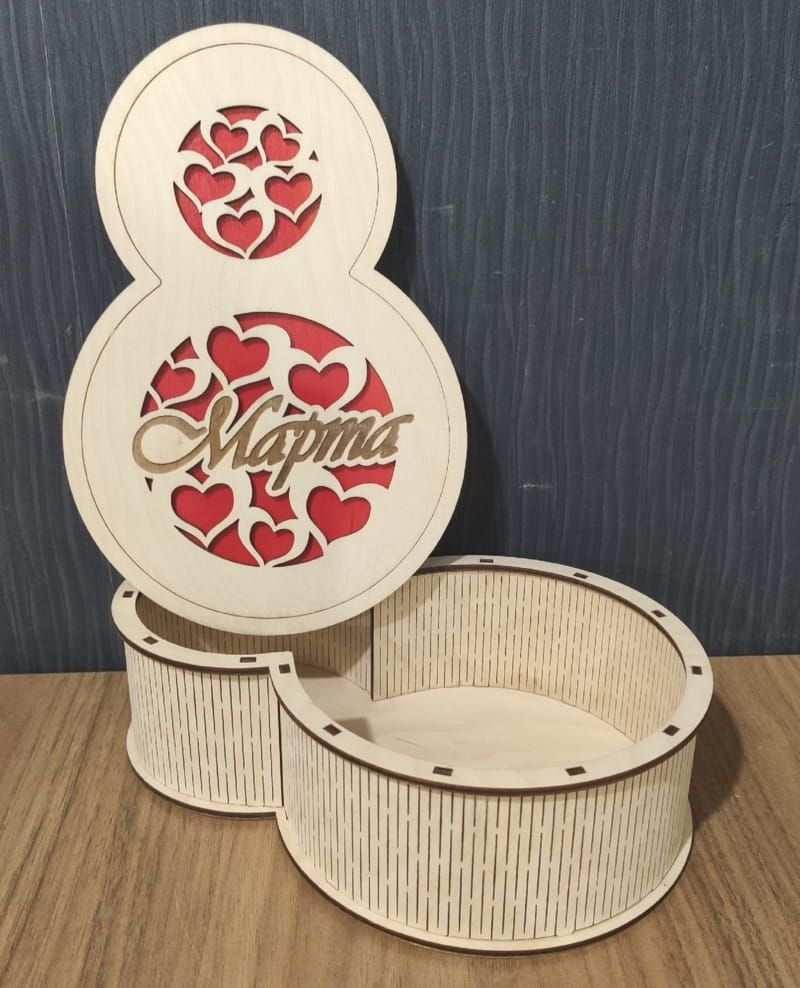 Laser Cut Wooden 8 March Gift Box Free Vector cdr Download - 3axis.co