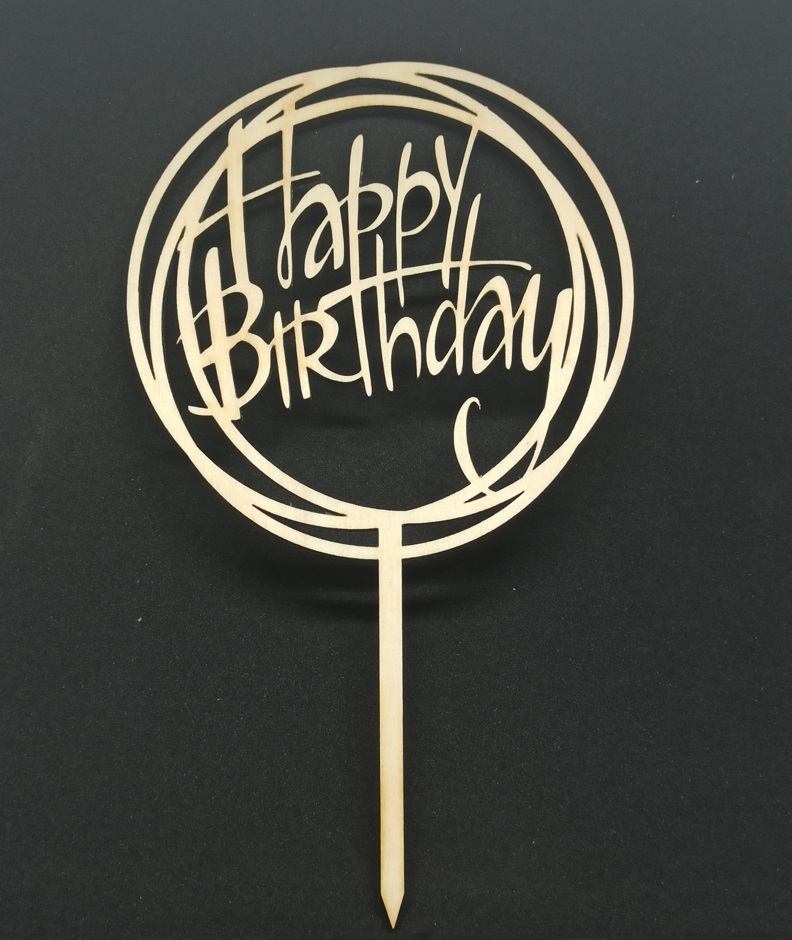 Laser Cut Decor Happy Birthday Cake Topper Free Vector Cdr Download