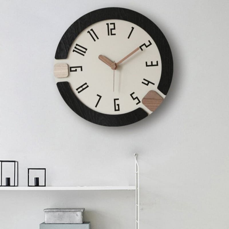 Laser Cut Nordic Wood Wall Clock – Living Room Round Modern Simple Wall ...