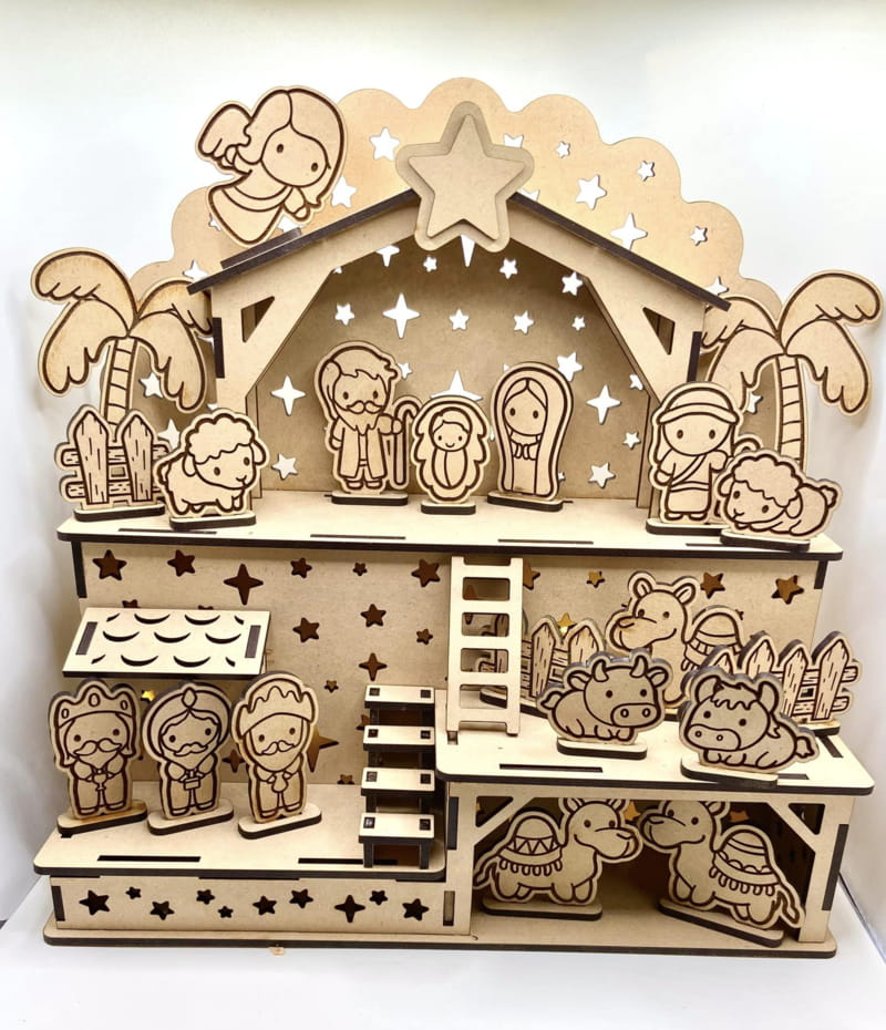 Laser Cut Nativity Scene Christmas Gift DXF File Free Download - 3axis.co