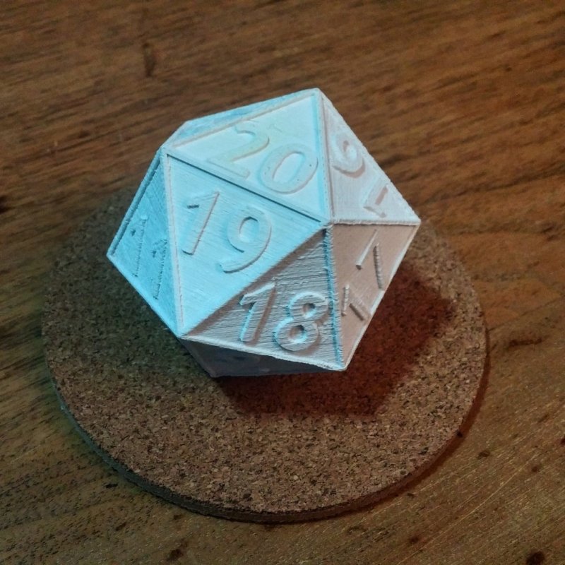 D20 – Dropdown Die – 20 Sided Die And Dual Extrusion 3D Printer Model ...