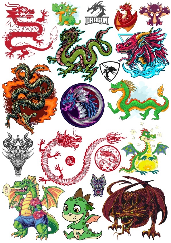 Dragon Stickers Set Free Vector cdr Download - 3axis.co