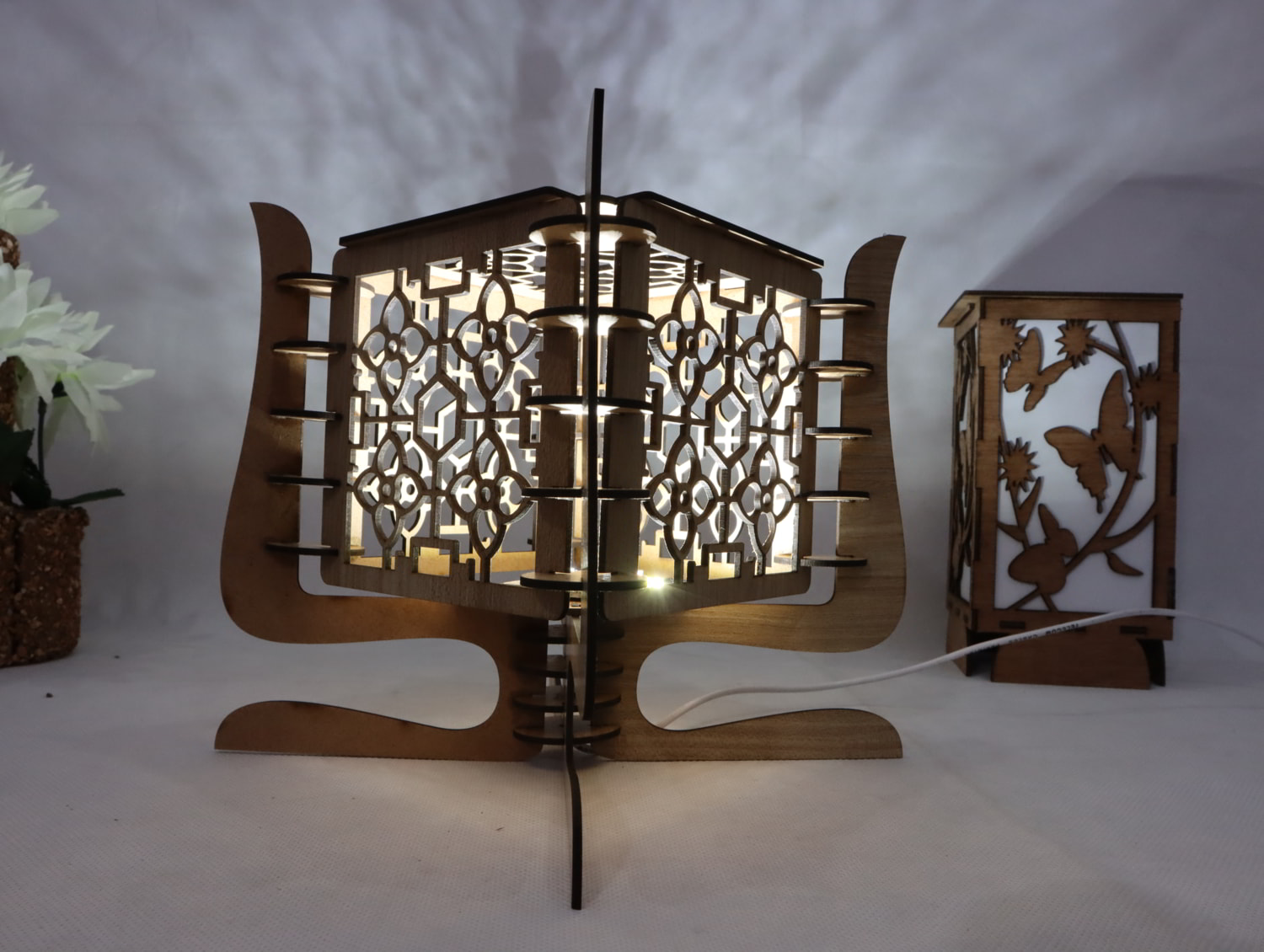 Laser Cut Contemporary Wooden Table Lamp 3mm SVG DXF CDR AI PDF Free ...
