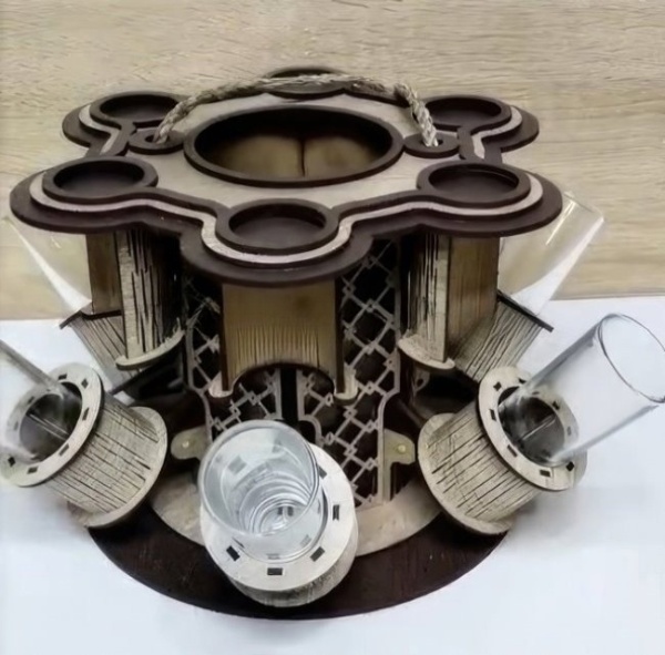 Laser Cut Mini Bar With Glass Holder Free Vector cdr Download - 3axis.co