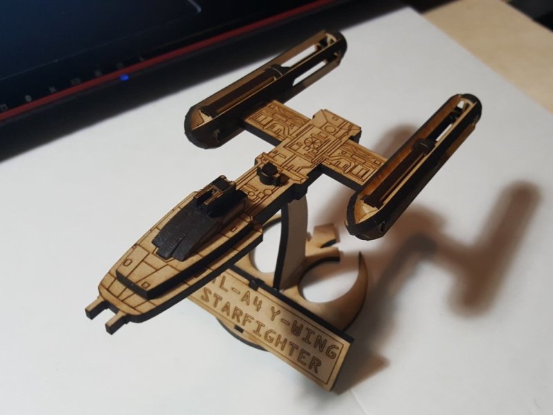 Laser Cut Star Wars Y-wing Starfighter Free Vector cdr Download - 3axis.co