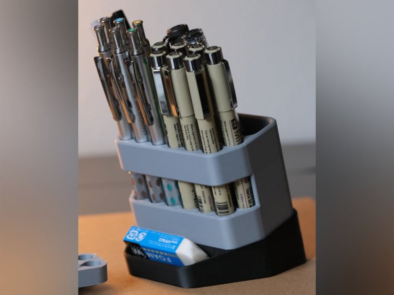 Angled Pencil Organizer 3D Printer Model Download Free STL File - 3axis.co