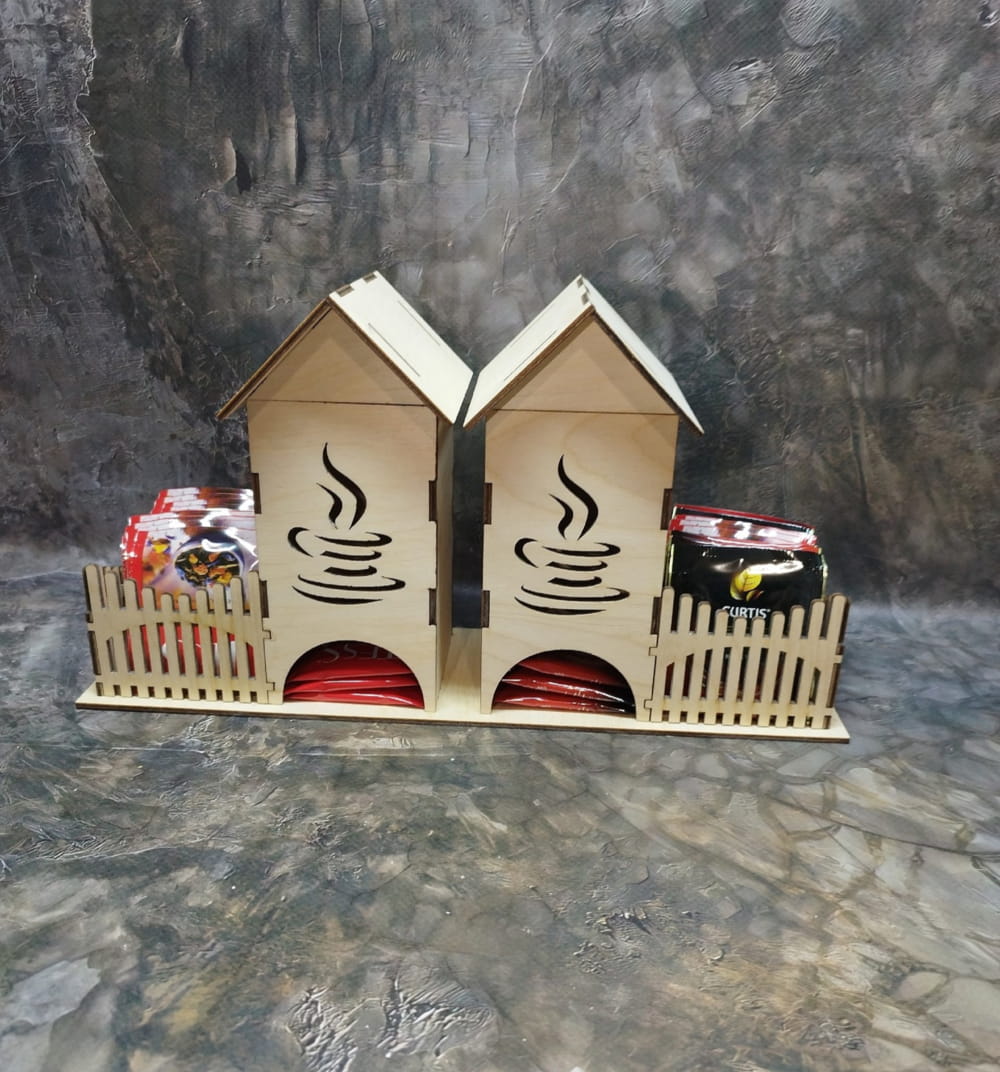 Laser Cut Tea Bag House Tea Bag Dispenser DXF File Free Download - 3axis.co
