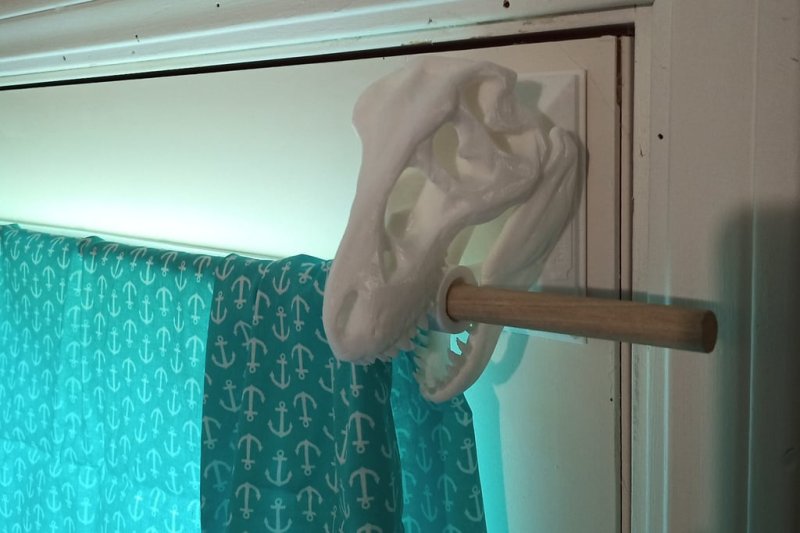 T-Rex Curtain Rod Holder 3D Printer Model Download Free STL File - 3axis.co