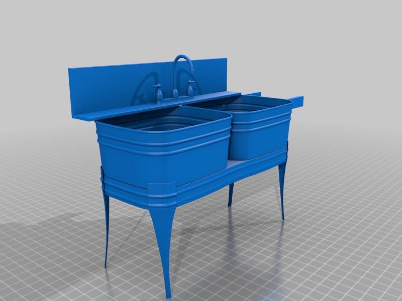 Country Style Sink 3D Printer Model Download Free STL File - 3axis.co