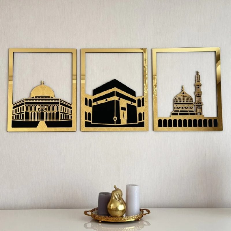 Laser Cut Masjid Al Haram Masjid Al Aqsa Masjid Nabawi Islamic Wall Art ...