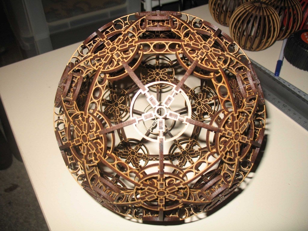 Laser Cut Eiffel Style Sphere 3mm DXF File Free Download 3axis co