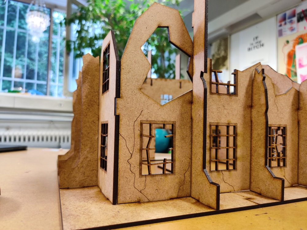 Laser Cut Destroyed Ruin Building Scenery SVG File Free Download - 3axis.co