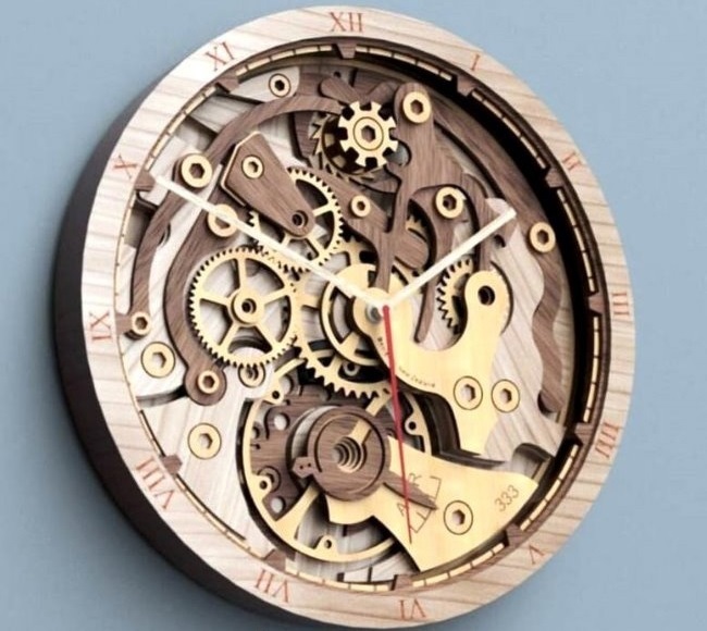 Laser Cut Layered Wood Clock Free Vector cdr Download - 3axis.co