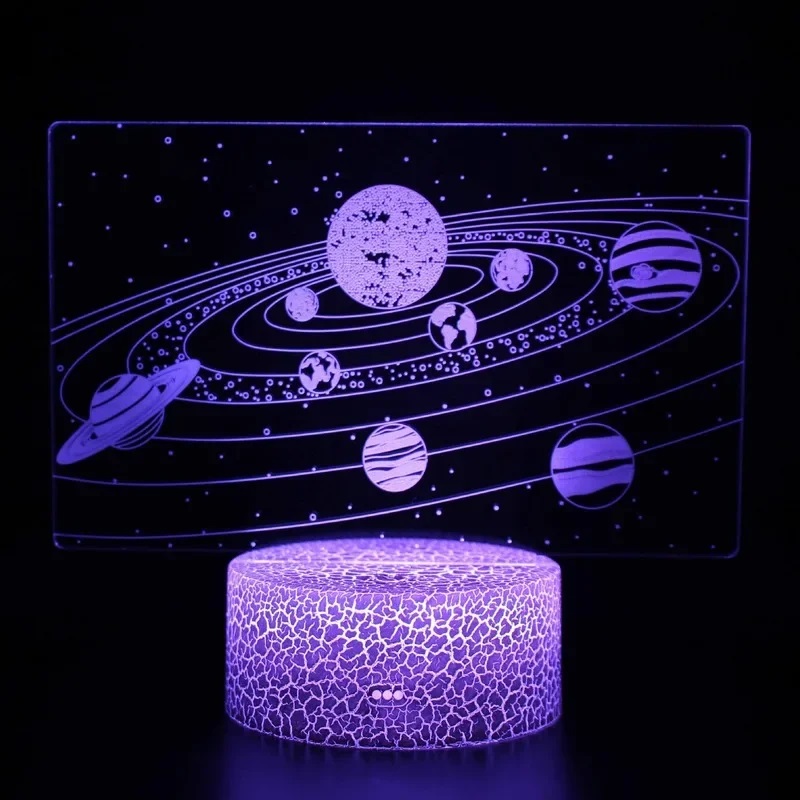 Laser Cut Solar System 3D Illusion Lamp DXF File Free Download - 3axis.co