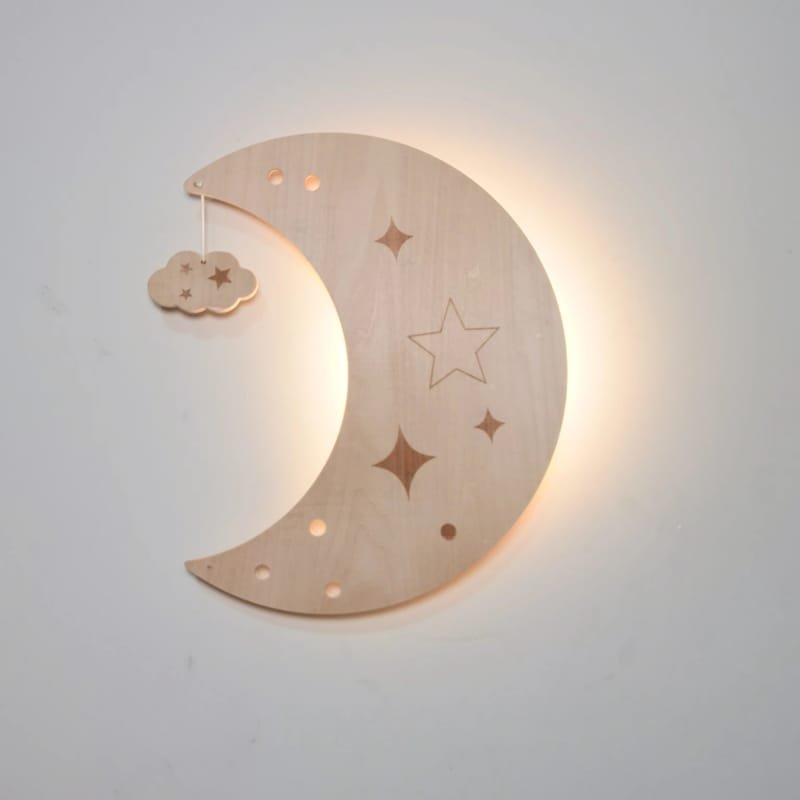 Laser Cut Nursery Decor Moon Wall Light Free Vector Download - 3axis.co