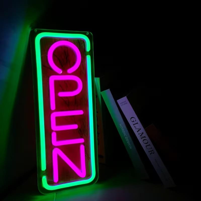 Laser Cut Open Neon Sign for Business, Open LED Neon Light Free Vector ...