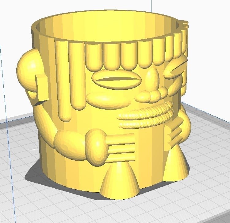 Tiki Planter No Hole 3D Printer Model Download Free STL File - 3axis.co