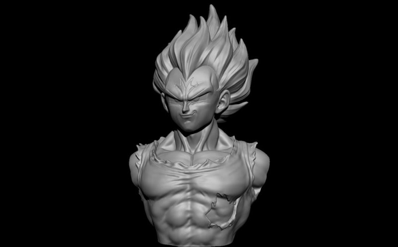 Majin Vegeta Bust 3D Printer Model Download Free STL File - 3axis.co