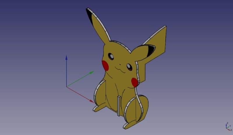 Laser Cut Pikachu Assembly Model Figure Free Vector Download - 3axis.co