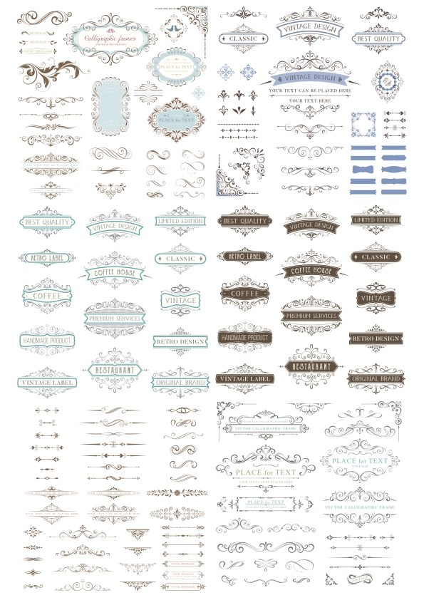 Retro Decor Elements Set Free Vector cdr Download - 3axis.co