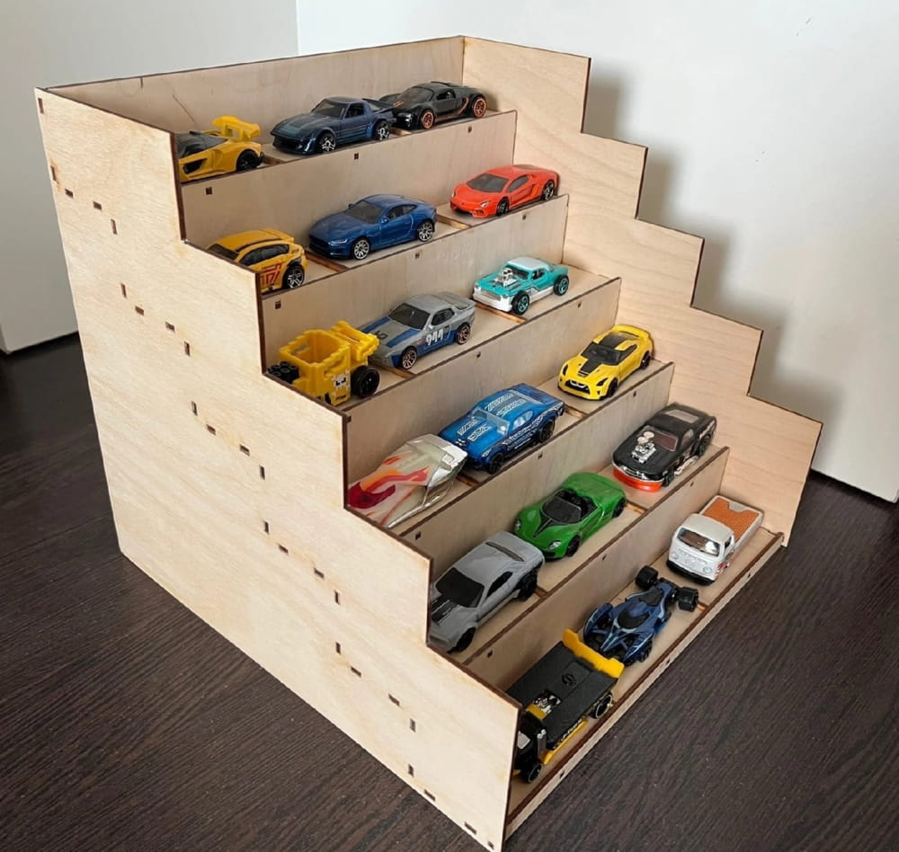 Laser Cut Hot Wheels Display Shelf Toy Car Storage Shelf Free Vector ...