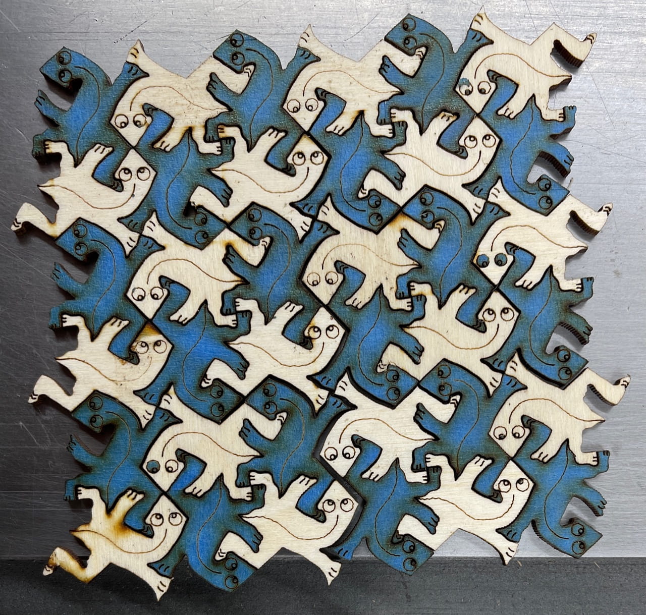 Laser Cut Escher Lizards DXF File Free Download - 3axis.co