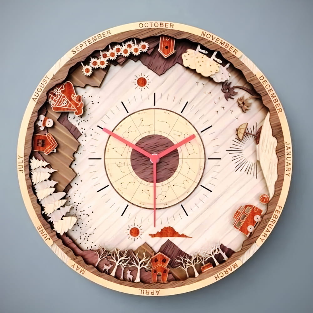 Laser Cut Layered Wooden Wall Clock Free Vector cdr Download - 3axis.co