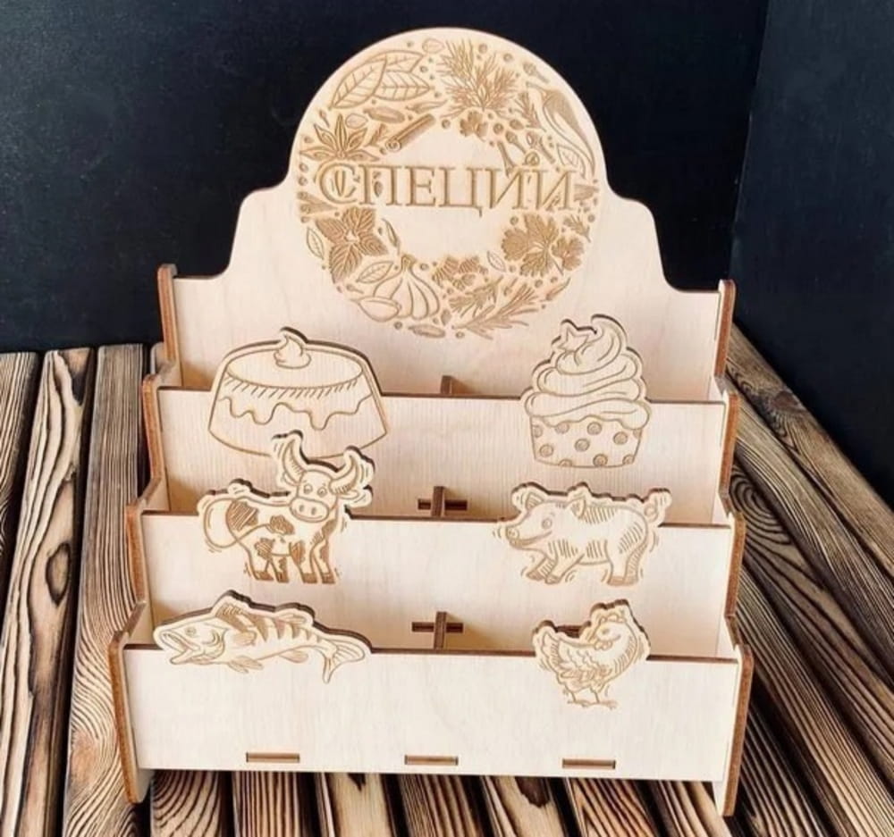 Laser Cut Wood Countertop Spice Rack Free Vector cdr Download - 3axis.co