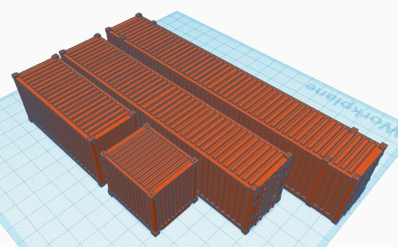 HO Scale Shipping Containers 10ft 20ft 40ft 48ft 3D Printer Model ...