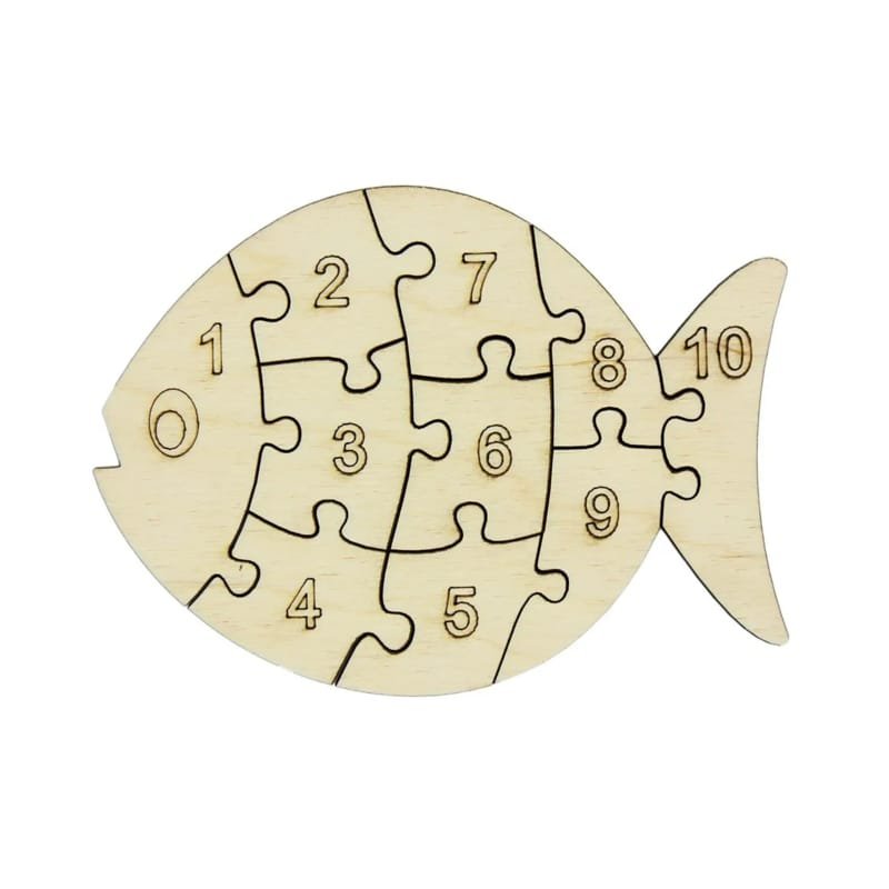 Laser Cut Wooden Fish Shaped Number Puzzle – Preschool Wooden Small ...