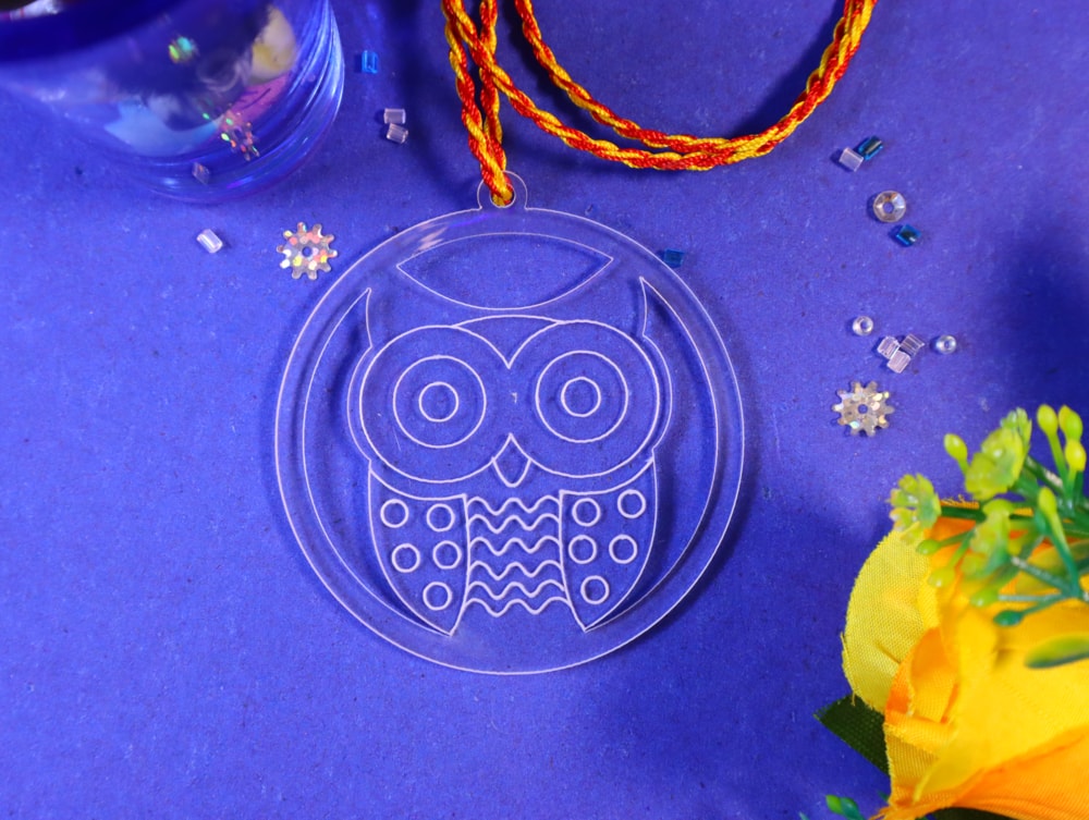 Laser Cut Owl Engraved Acrylic Pendant DXF File Free Download - 3axis.co