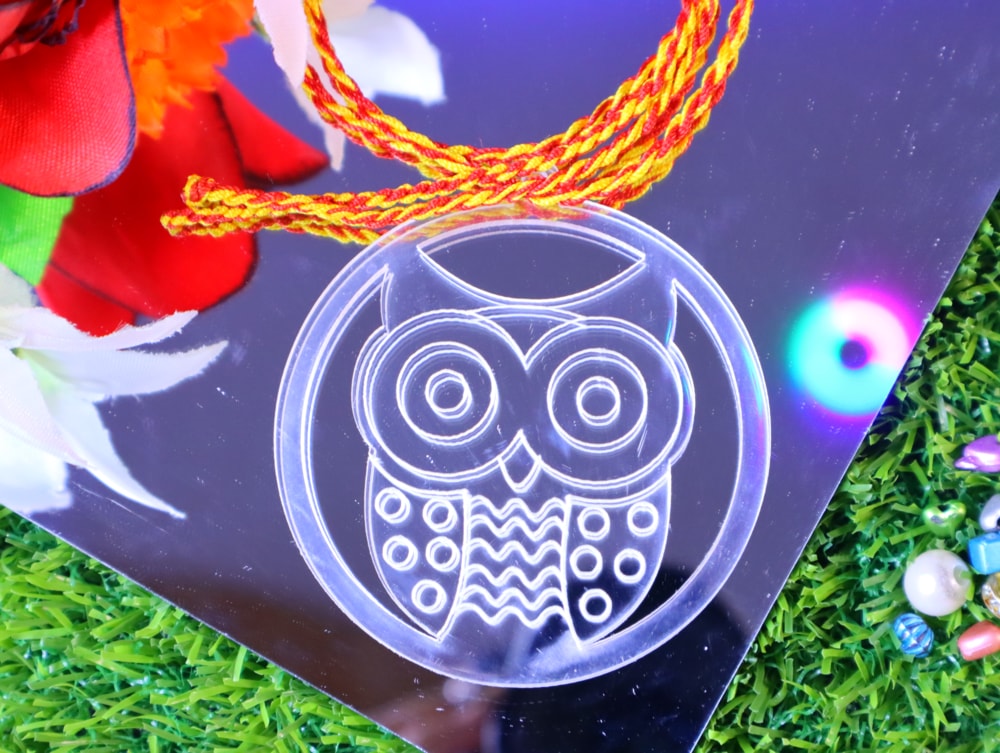 Laser Cut Owl Engraved Acrylic Pendant DXF File Free Download - 3axis.co