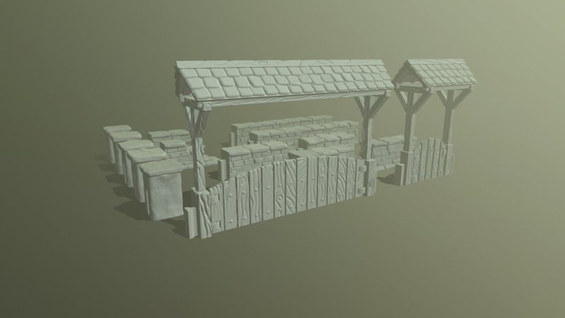 Stone Walls Set 3D Printer Model Download Free STL File - 3axis.co