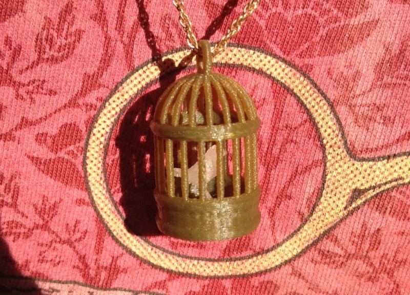 Bird In Cage Pendant 3D Printer Model Download Free STL File - 3axis.co