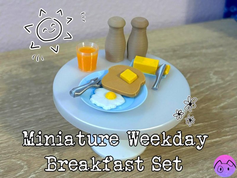 Miniature Weekday Breakfast Set 3D Printer Model Download Free STL File ...